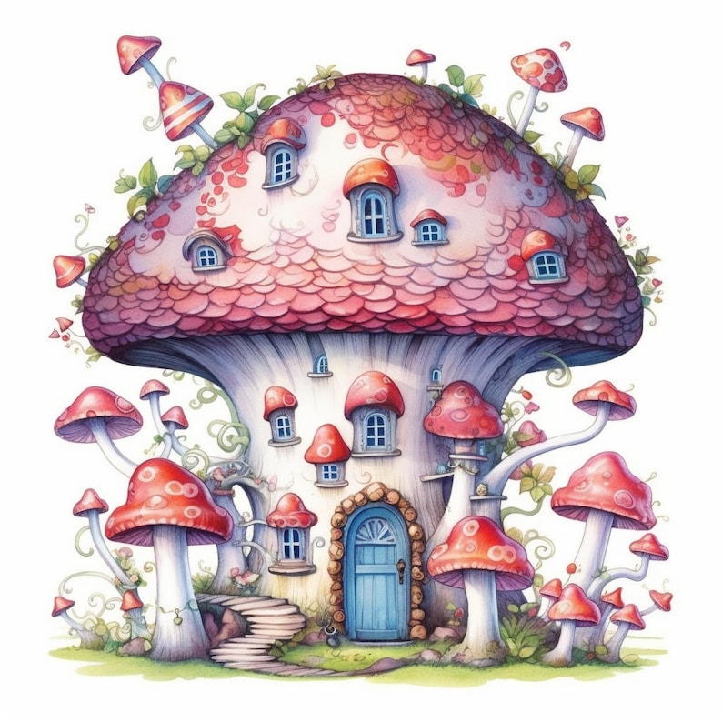 Whimsical Mushroom Fairy House Clipart Bundle 10 High Quality ...