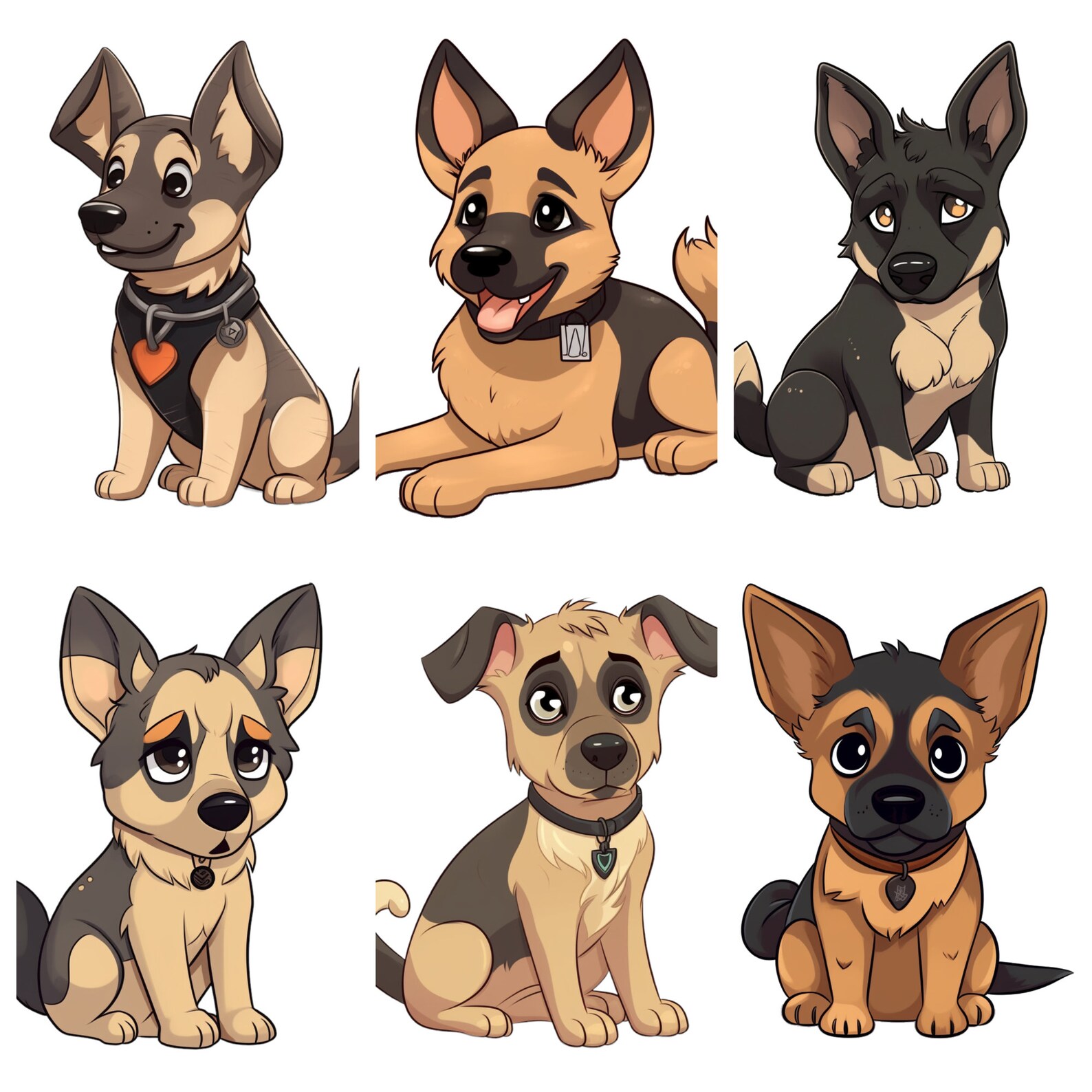 Chibi Style German Shepherd Clipart 30 High Qualityjpg Digital Paper ...