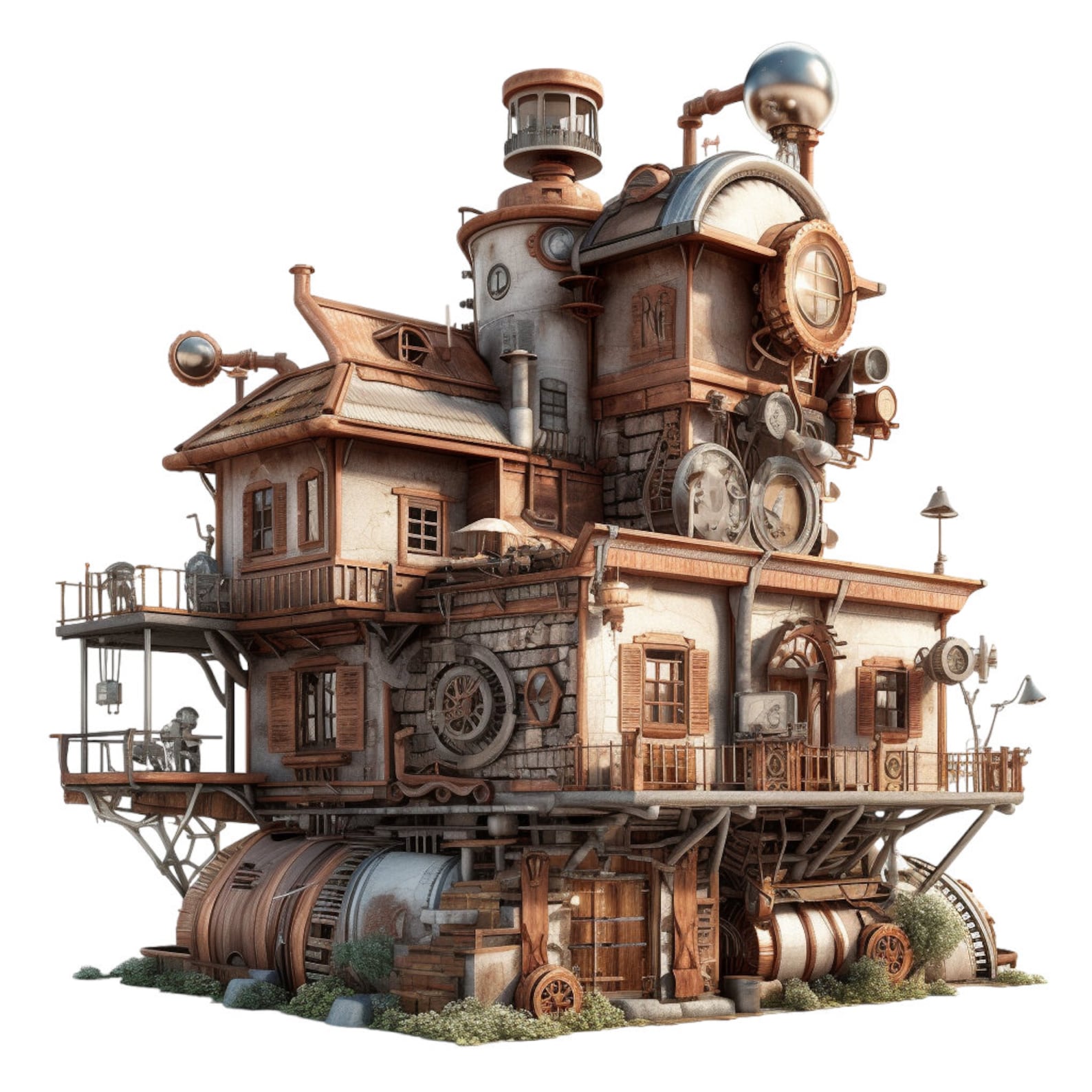 Steampunk House Clipart Instant Download Digital Transparent PNG Images ...
