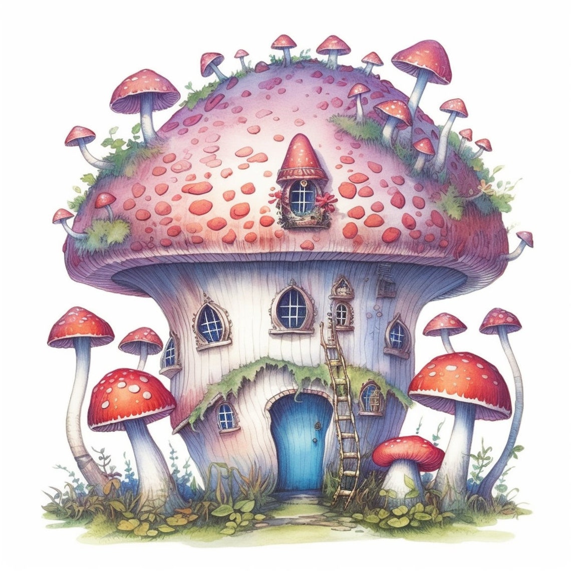 Whimsical Mushroom Fairy House Clipart Bundle 10 High Quality ...