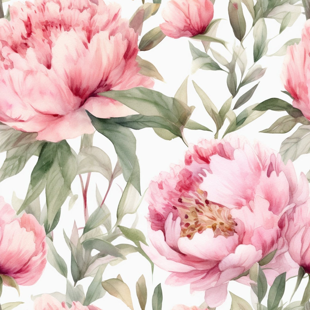 Watercolor Peonies Digital Paper Seamless Designs Ten Colorful Patterns ...