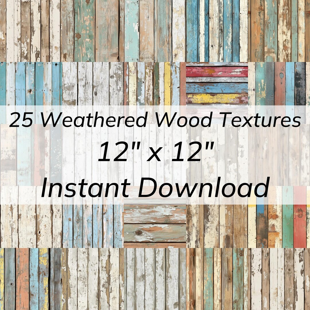 25 Seamless Rustic Wood Textures, Distressed Planks Digital Paper ...