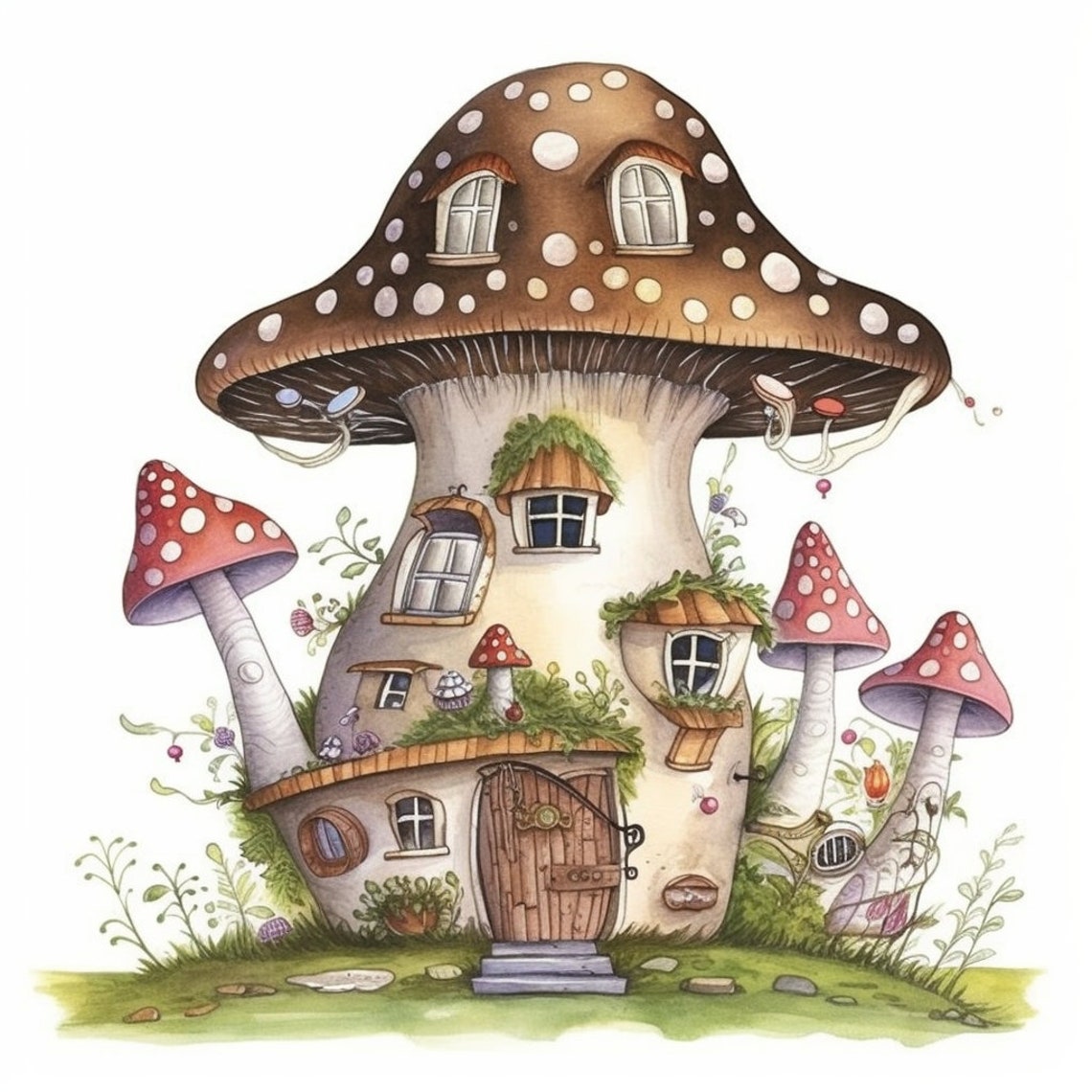 Whimsical Mushroom Fairy House Clipart Bundle 10 High Quality ...