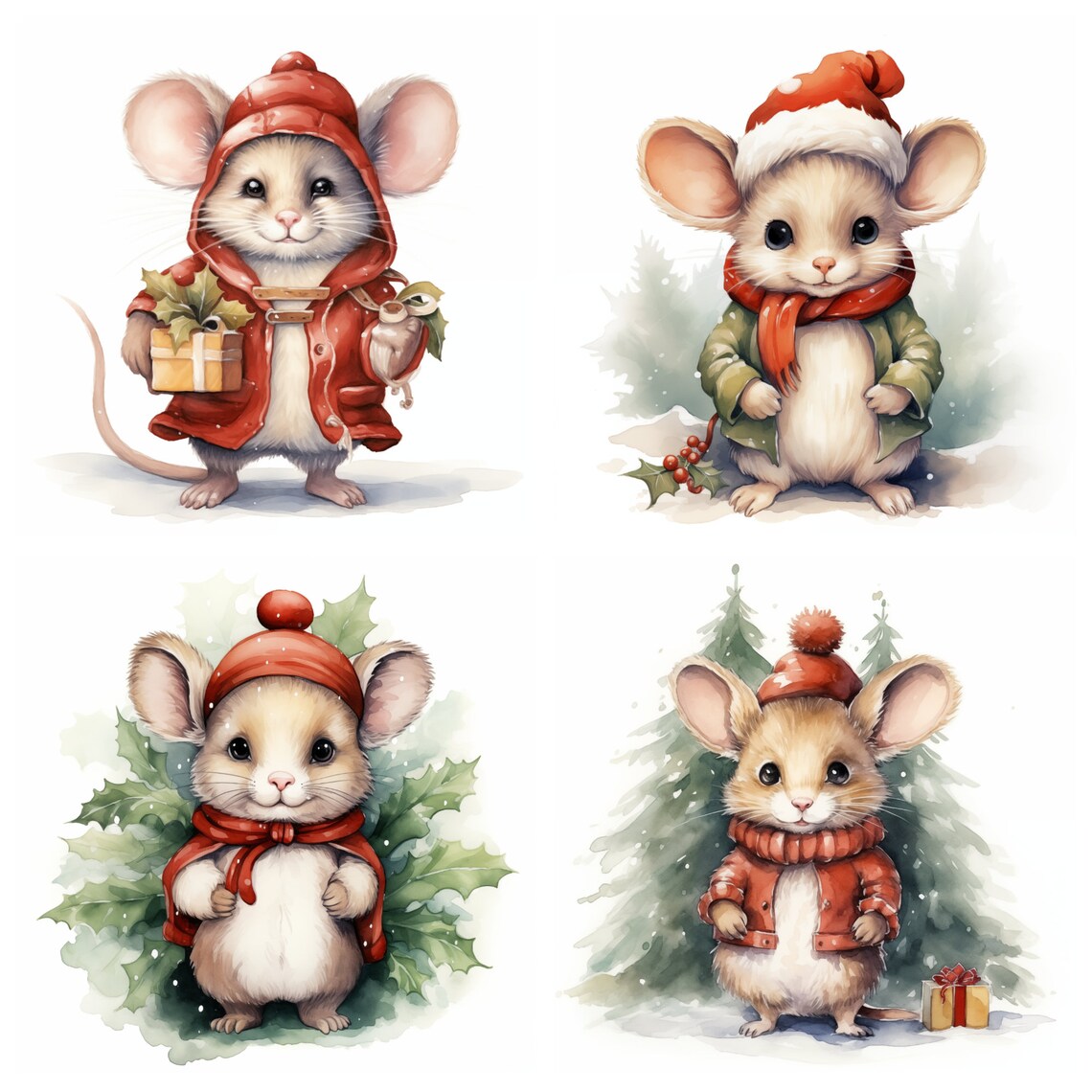 Christmas Mice Clipart Bundle Christmas Mouse 16 High Quality Jpgs ...