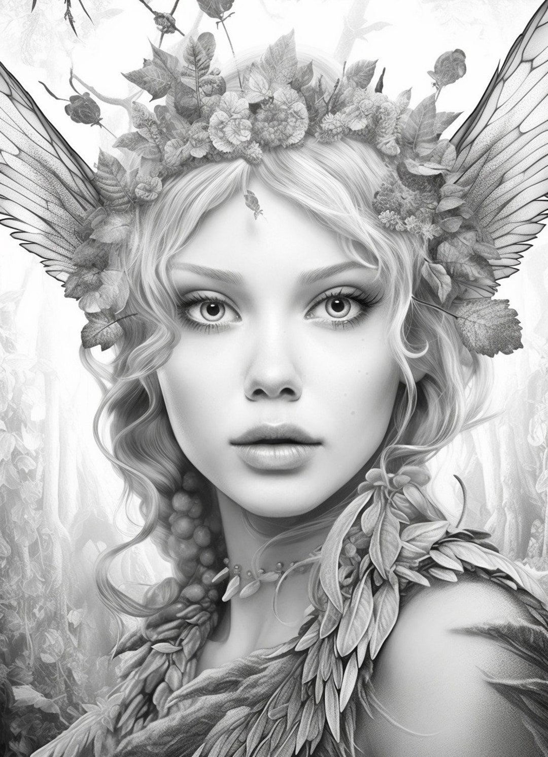 Beautiful Forest Fairy Girls Fantasy Coloring Pages Printable Adult ...