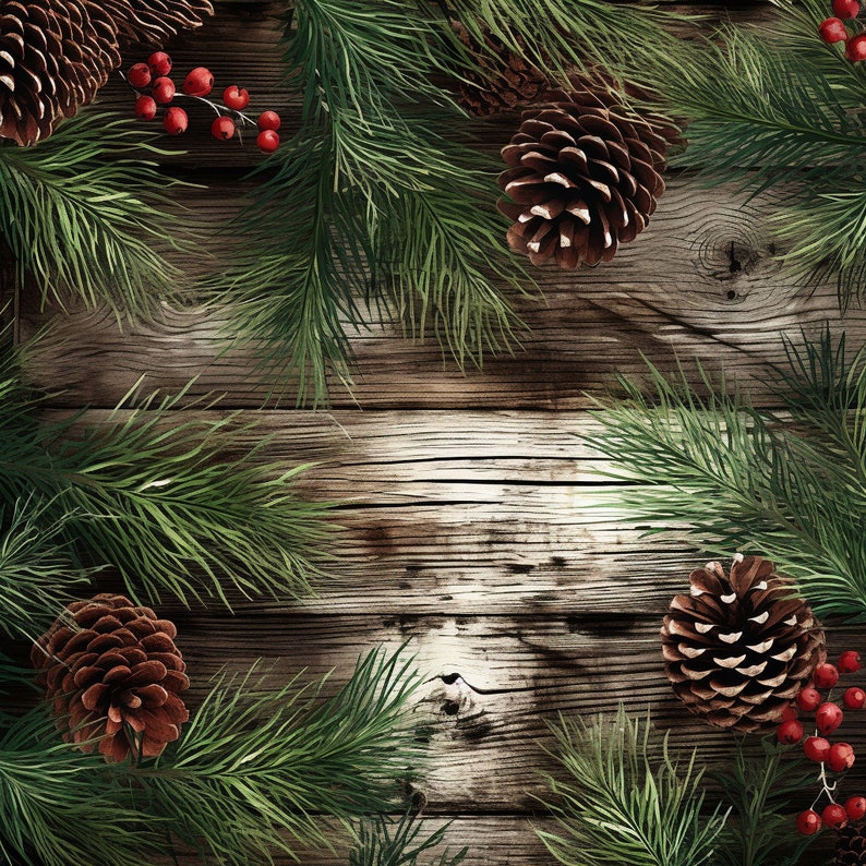 10 Rustic Christmas Digital Scrapbook Paper Background Weathered Wood ...