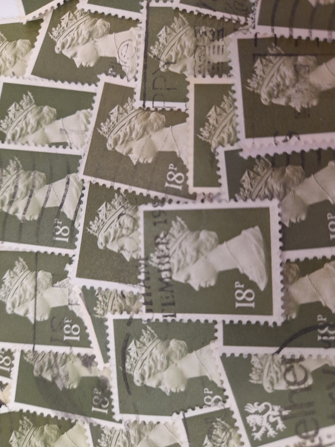 Stamp Art, Grey Green, Queen Elizabeth II, Machin, Great Britain, Used ...