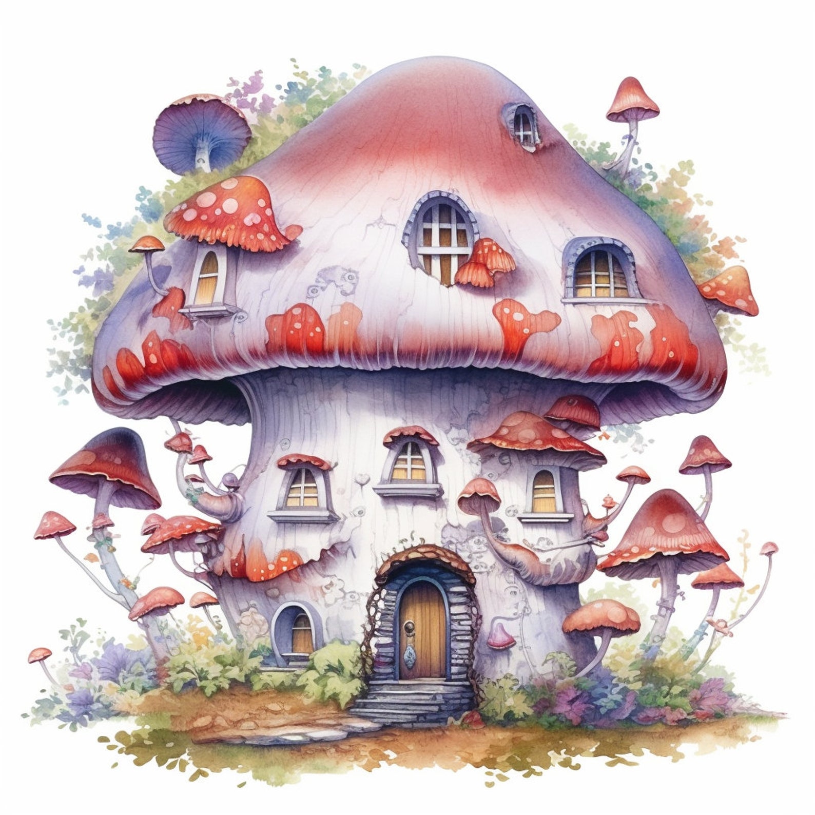Whimsical Mushroom Fairy House Clipart Bundle 10 High Quality ...