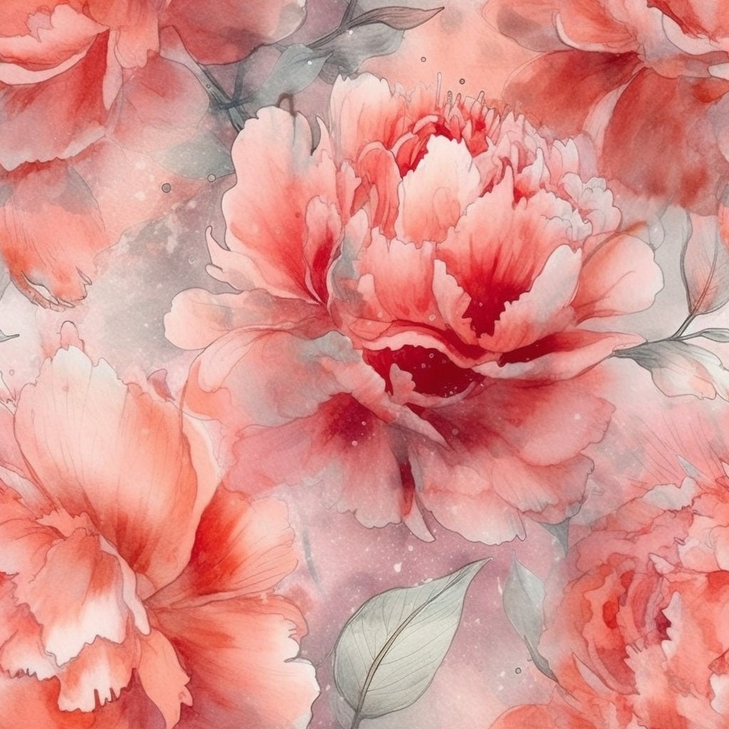 Watercolor Peonies Digital Paper Seamless Designs Ten Colorful Patterns ...