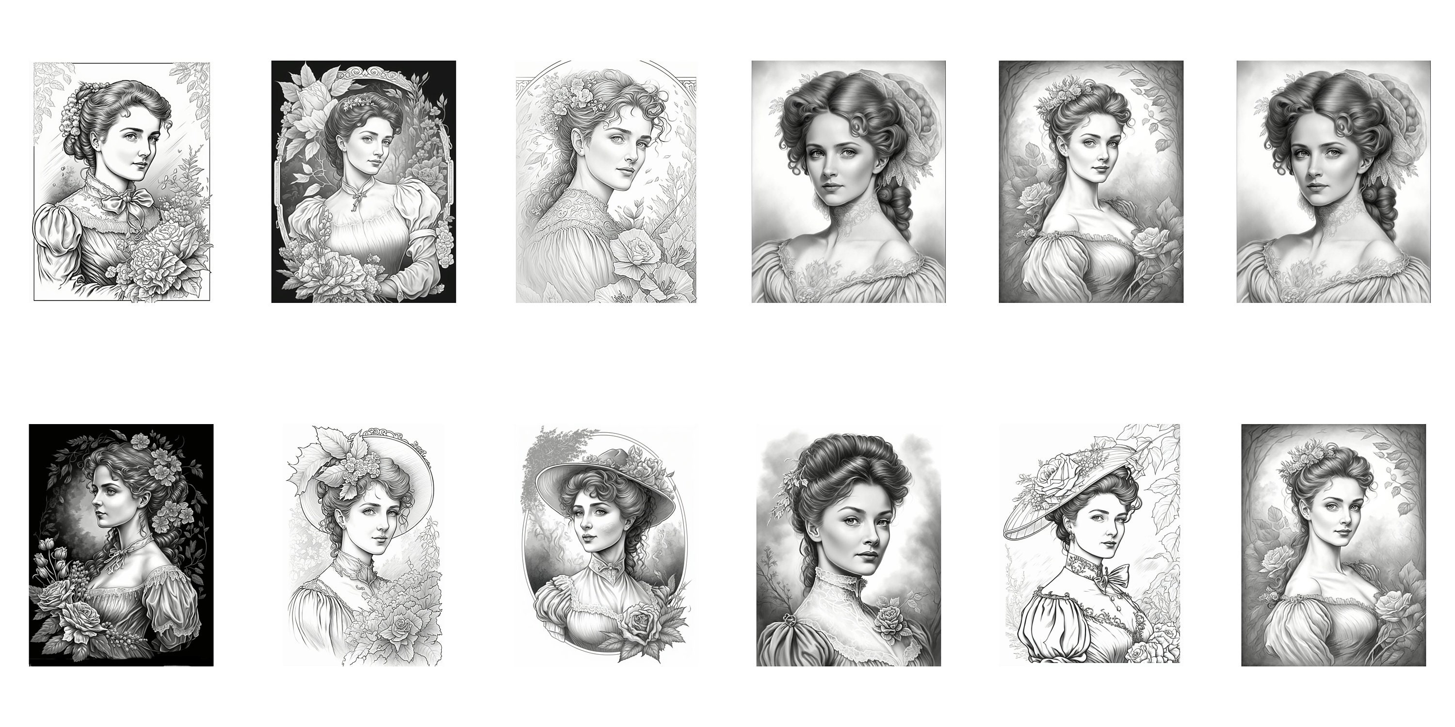 30 Beautiful Victorian Women Coloring Pages Printable Adult - Etsy ...