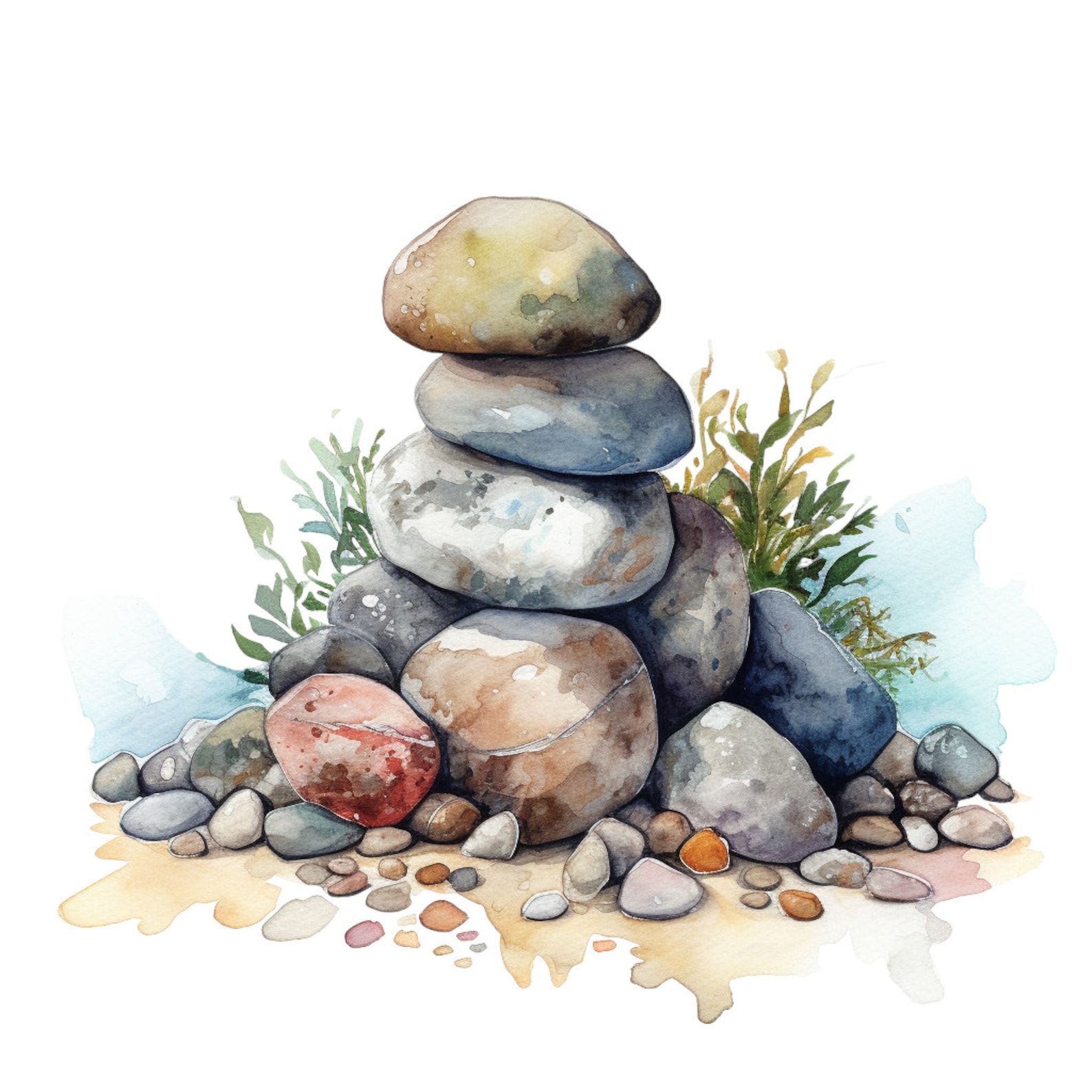 Beach Pebbles Clipart - 10 PNG Images, Digital Download, Commercial Use ...