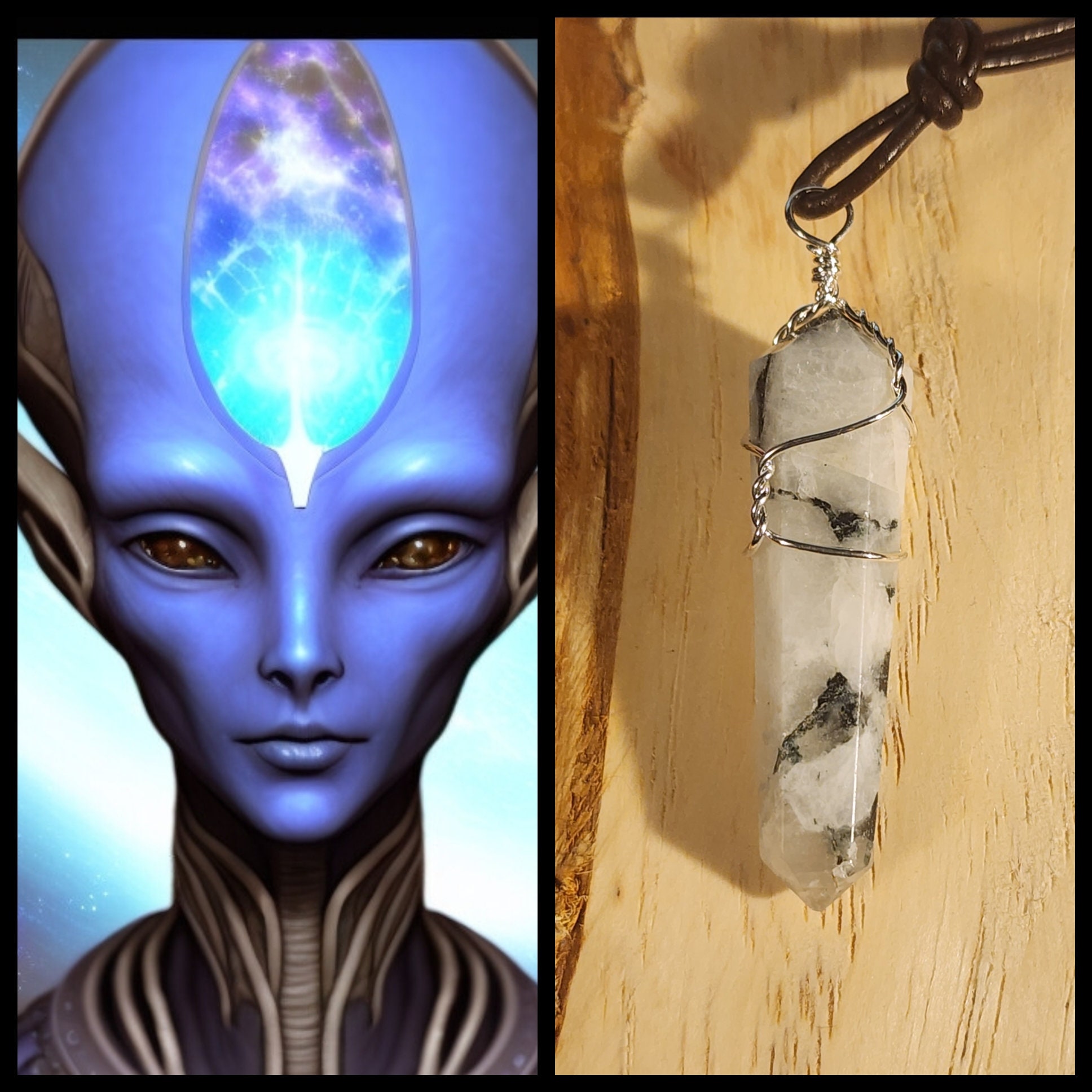 Female Arcturian Guide Living Entity Companion, Spirit Vessel Necklace