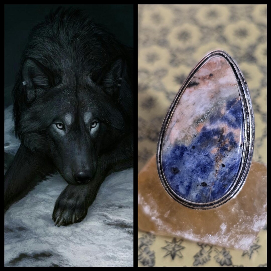 Black Wolf "zemil"(zeh-mill) Spirit Companion, Spirit Vessel Ring, Tier ...