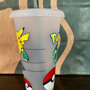 Custom Starbucks Pokemon Pikachu and Ash Reusable Cold Cup 24oz With ...