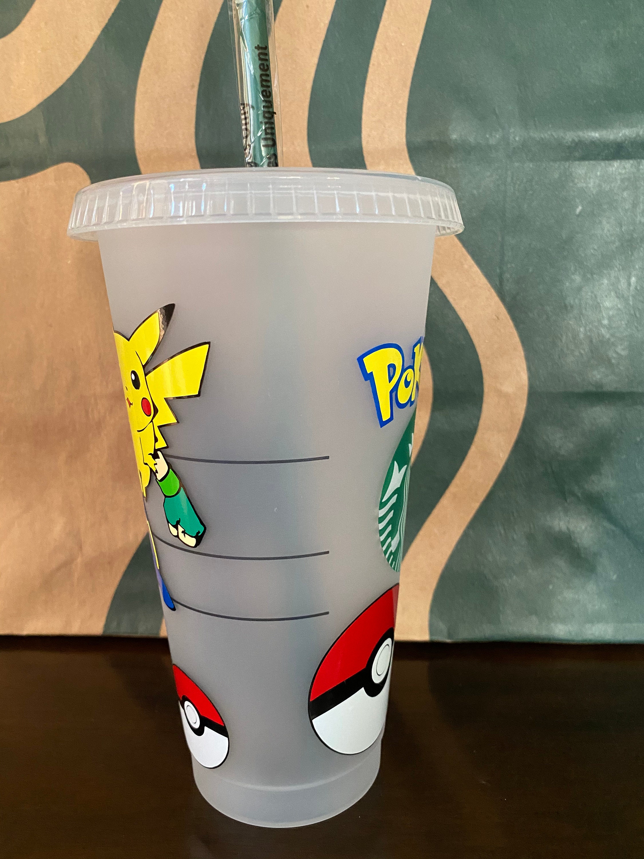 Custom Starbucks Pokemon Pikachu and Ash Reusable Cold Cup 24oz With ...