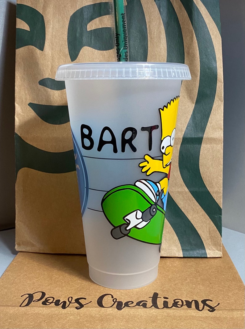 Custom Bart Simpson Skateboard Starbucks Venti Cup, 24 Oz - Etsy