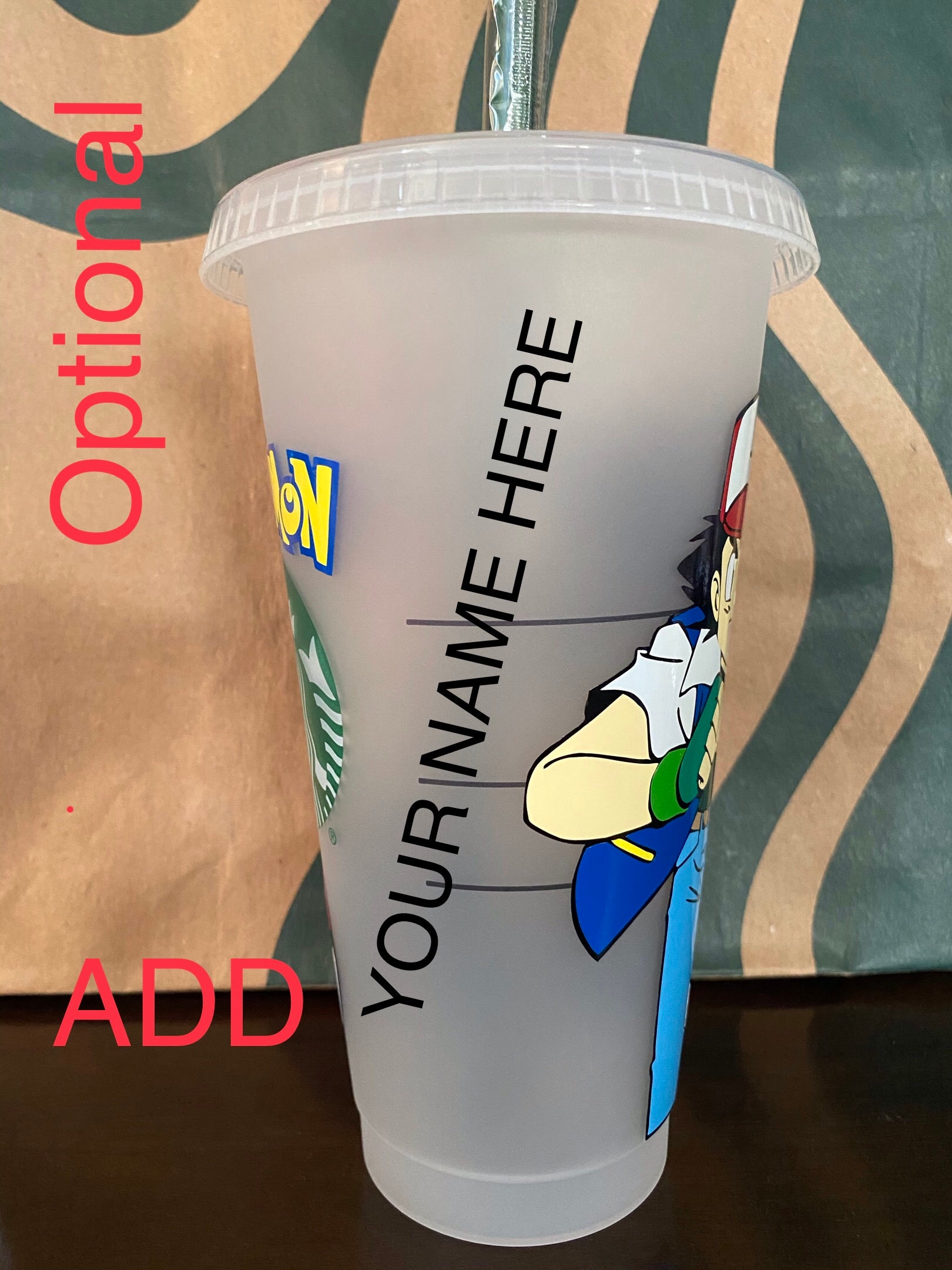Custom Starbucks Pokemon Pikachu and Ash Reusable Cold Cup 24oz With ...