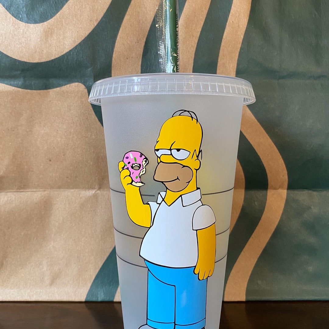 Custom the Simpsons Homer Venti Starbucks Reusable Cold Cup 24oz With ...