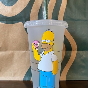 Custom the Simpsons Homer Venti Starbucks Reusable Cold Cup 24oz With ...
