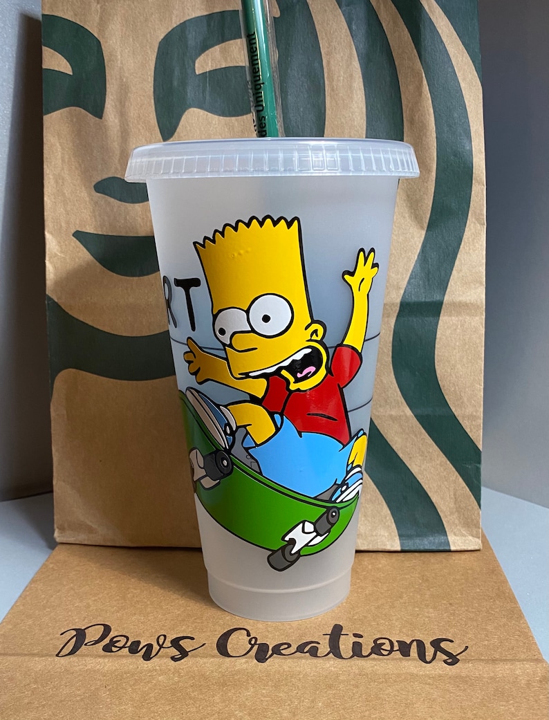 Custom Bart Simpson Skateboard Starbucks Venti Cup, 24 Oz - Etsy
