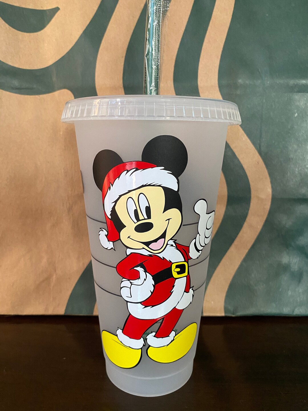 Custom Starbucks Mickey Mouse Christmas Venti Reusable Cold Cup 24oz ...