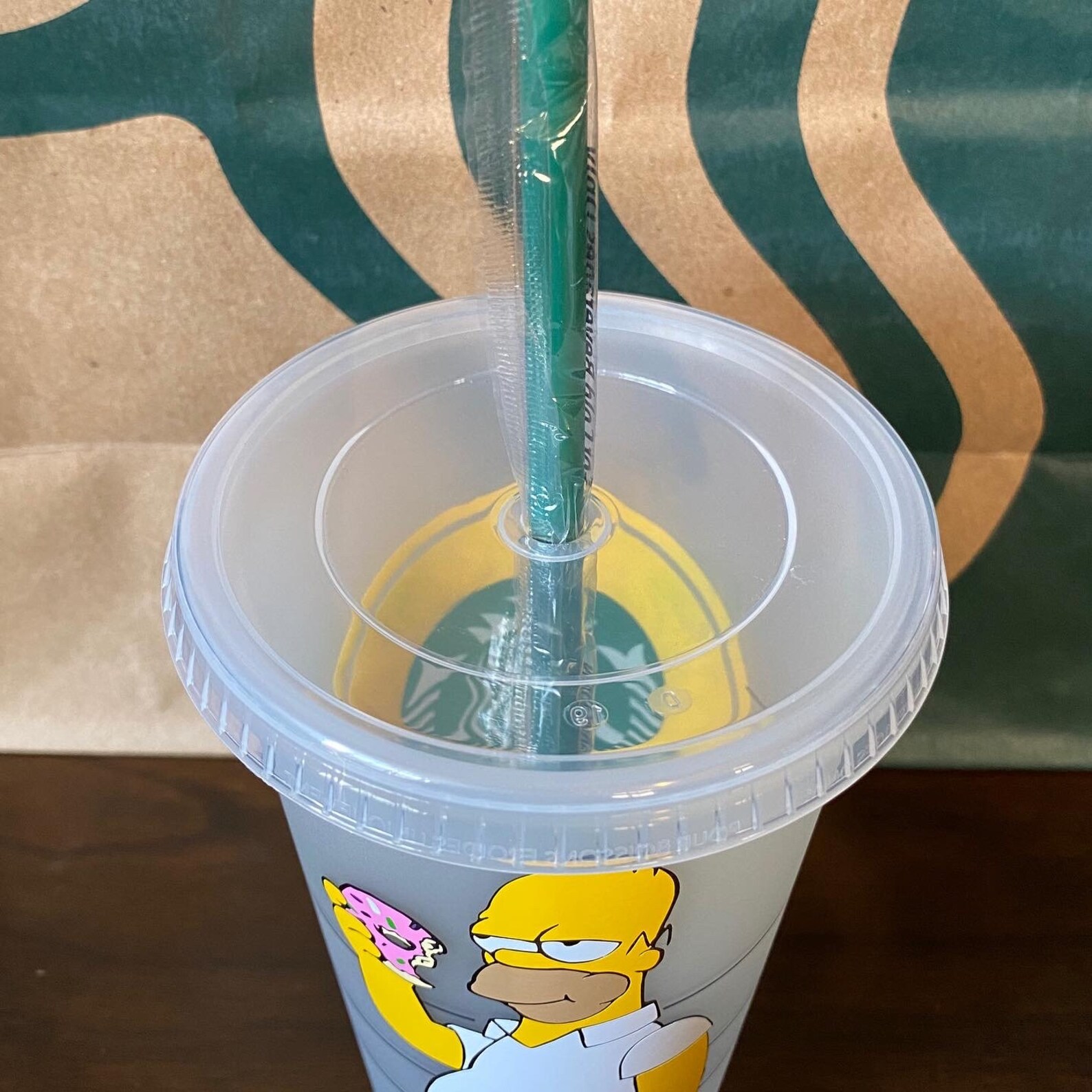 Custom the Simpsons Homer Venti Starbucks Reusable Cold Cup 24oz With ...