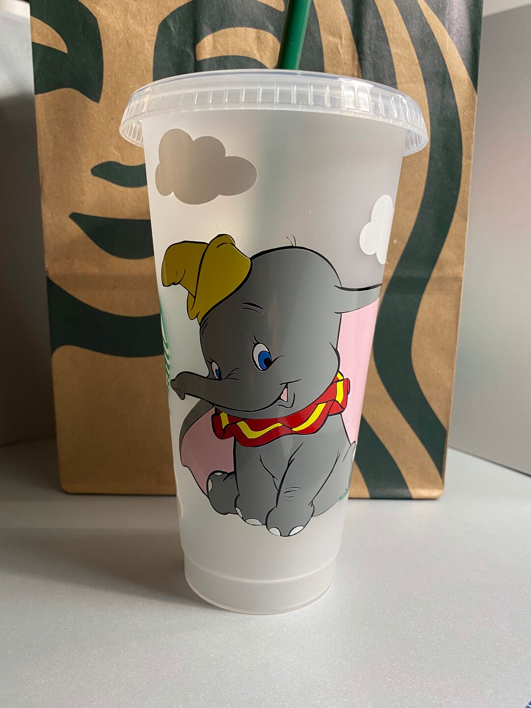 Custom Dumbo Venti Reusable Cold Cup 24oz With Lid and Straw - Etsy