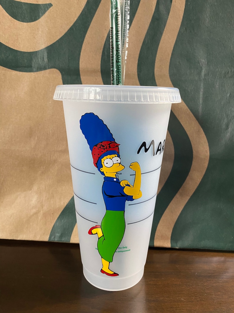 Custom The Simpsons Marge Girl Power Venti Starbucks Reusable | Etsy