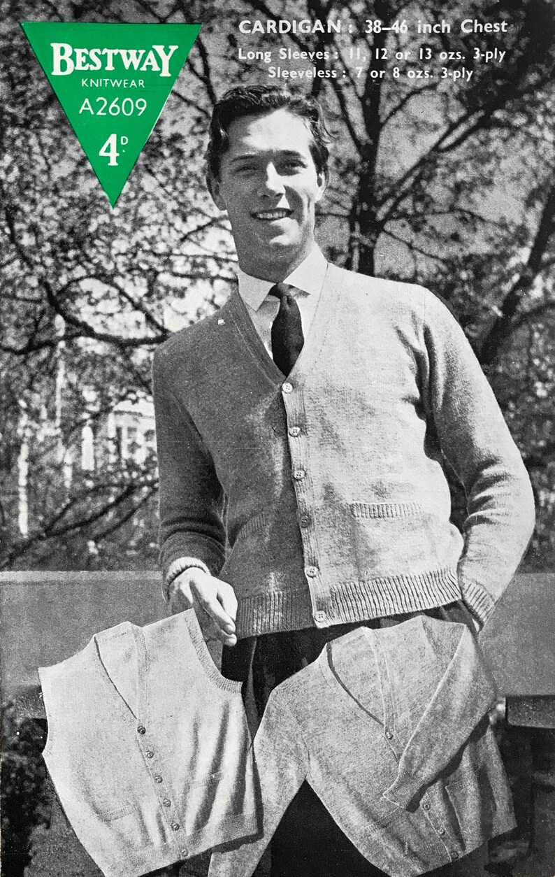 Vintage Knitting Pattern 1950s Bestway A2609 Cardigan - Etsy