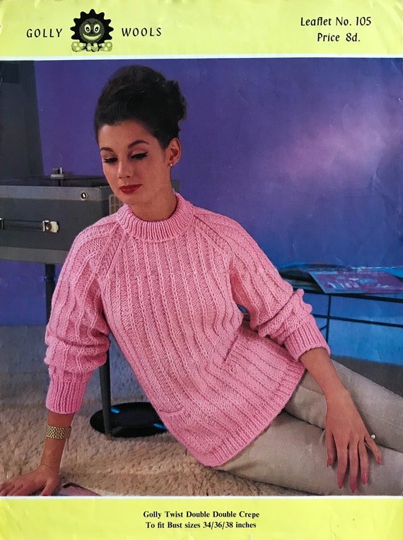Vintage Knitting Pattern Golly Wools No.105 Ladies | Etsy