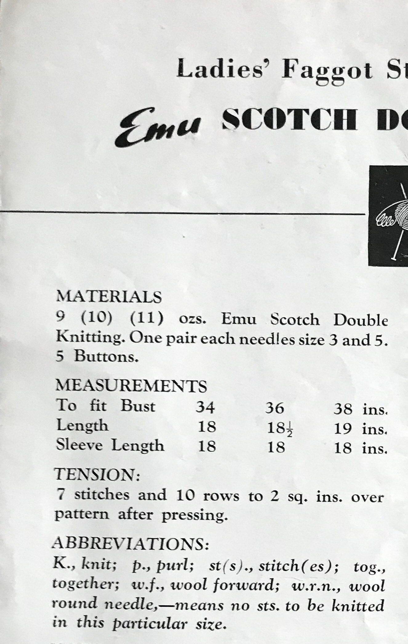 Vintage Knitting Pattern - 1950s Emu 477 Cardigan DIGITAL PDF Download ...