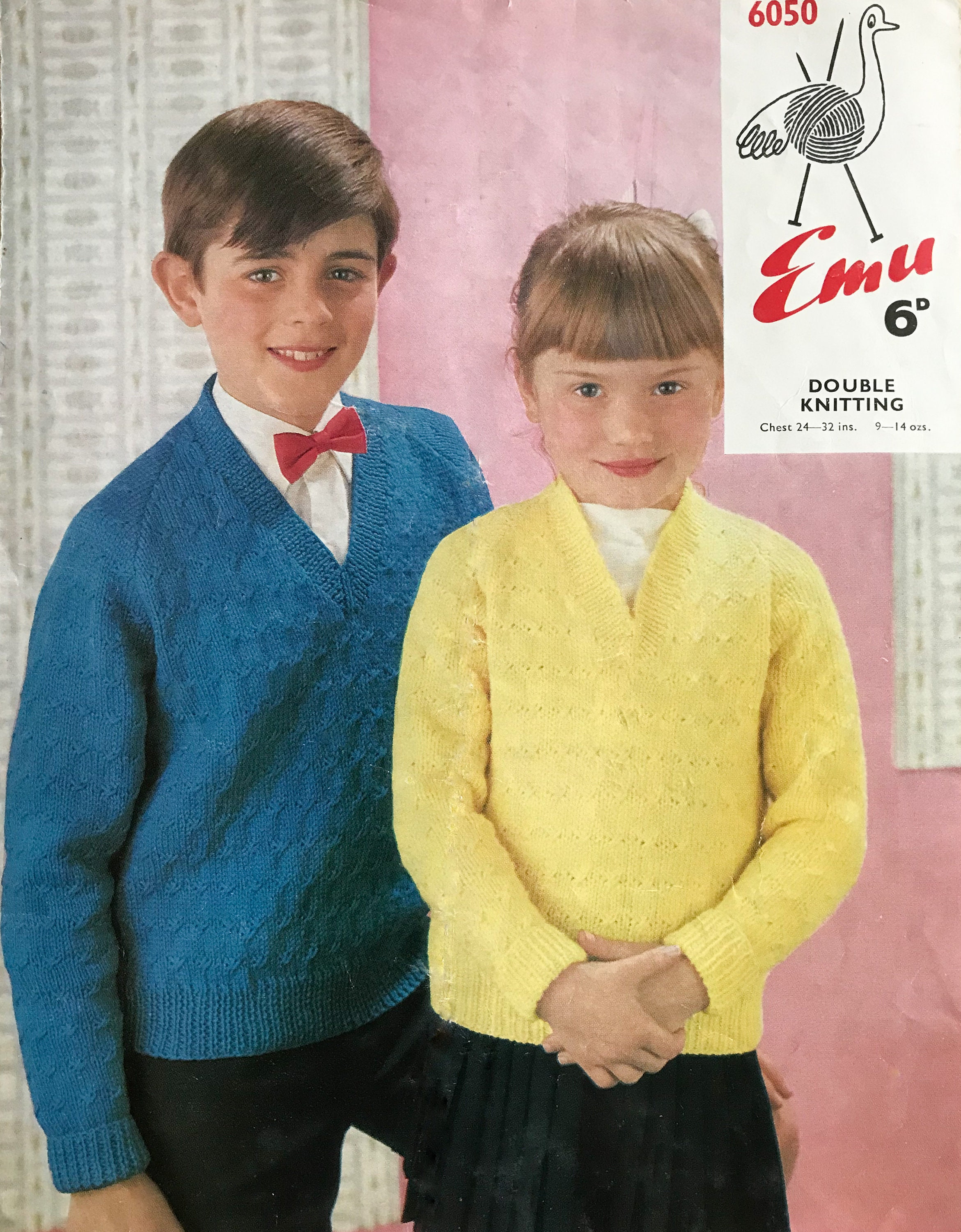 Vintage Knitting Pattern - EMU 6050 Boy and Girl Sweater/jumper - Etsy