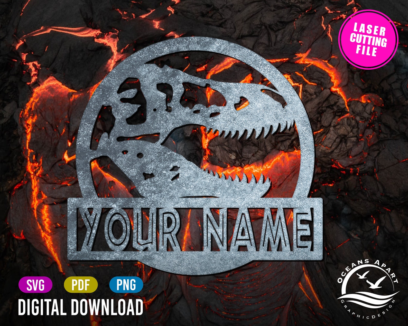 Personalizable Dinosaur Name Sign, Jurassic, Digital Download ...