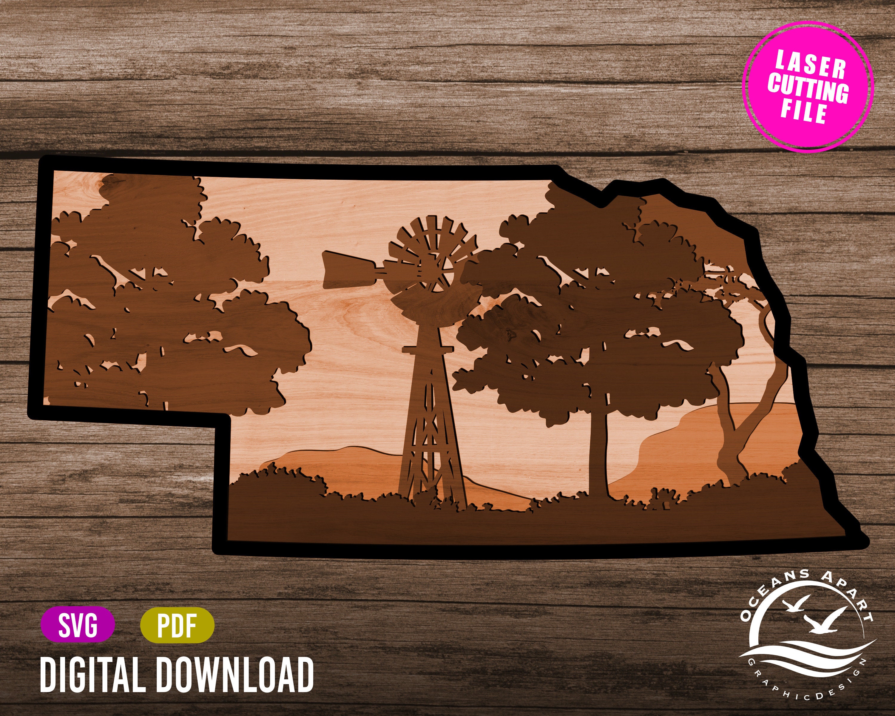 Nebraska State, Wall Art, 3D, Layered, Digital Download, Glowforge Cut ...