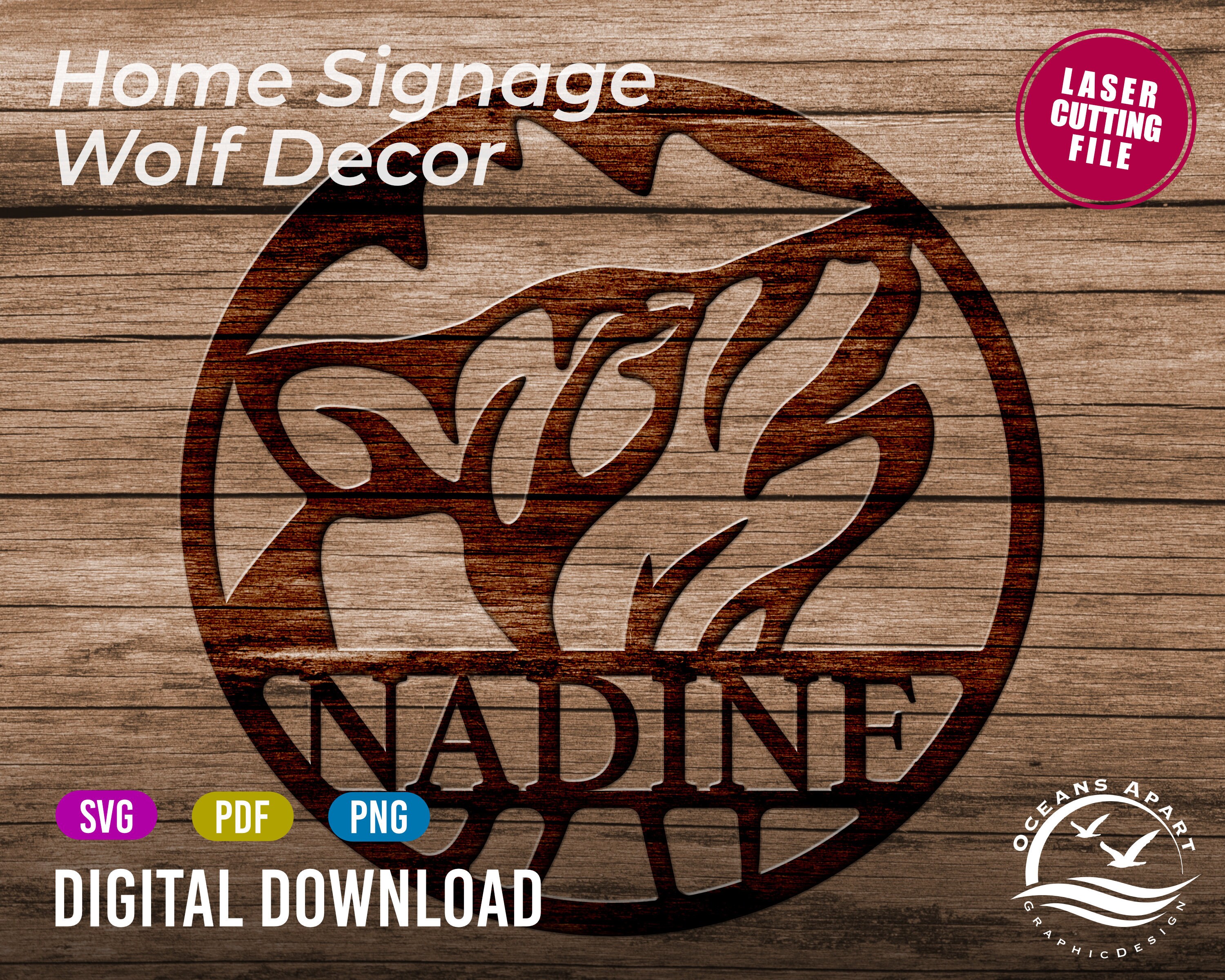 Home Sign Wolf Pattern Digital Download Glowforge Cut File - Etsy