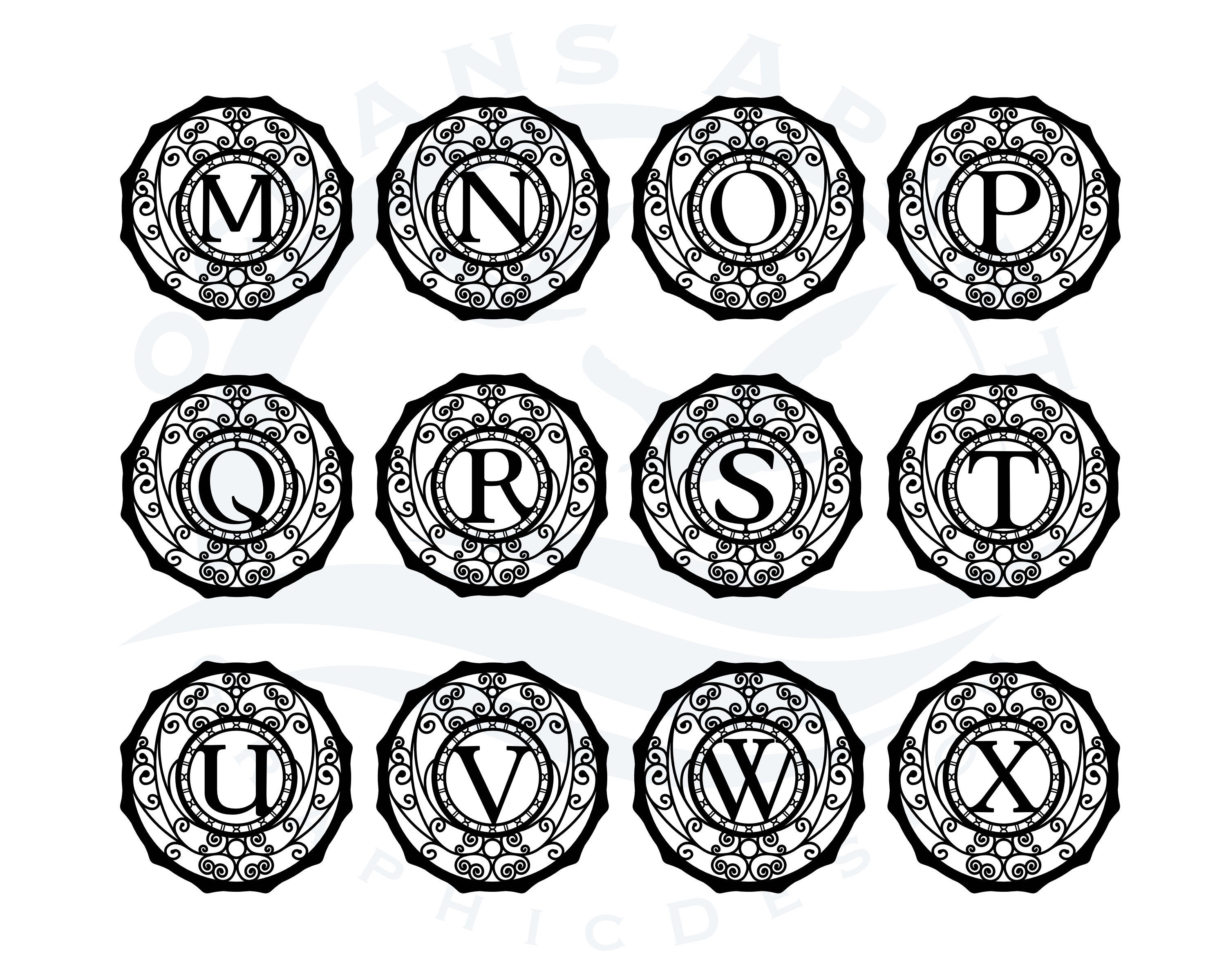 Filigree Monogram Wall Sign Digital Download SVG Silhouette - Etsy