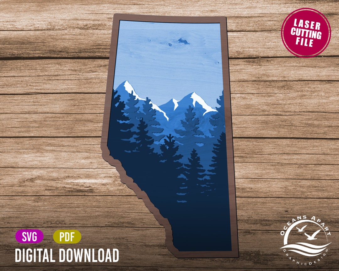 3D Layered Alberta Canada, Digital Download, Glowforge Cut File, Wall ...