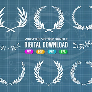 8 Wreaths Vector Bundle Svg, Monogram Wreaths, Digital Download, Cut ...
