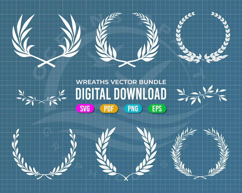 8 Wreaths Vector Bundle Svg Monogram Wreaths Digital - Etsy