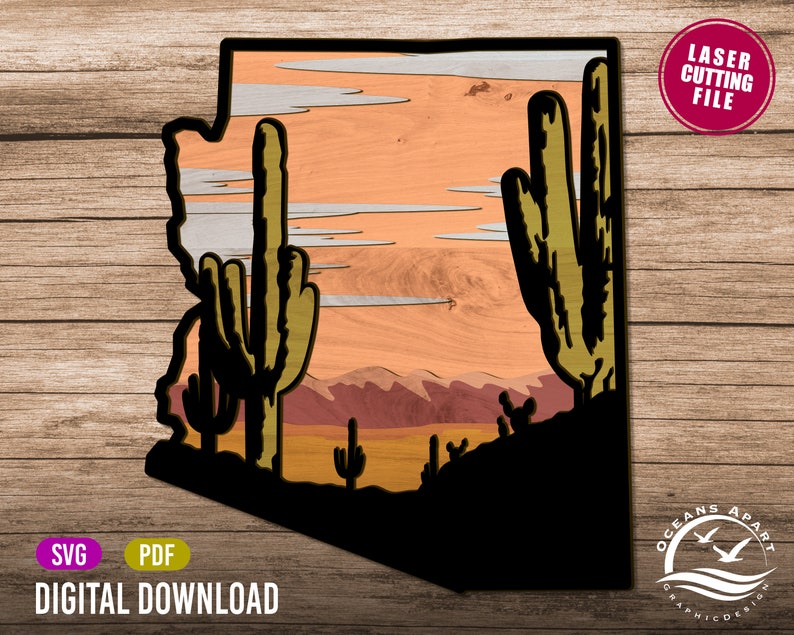 3D Layered Arizona Sign Digital Download Glowforge Cut File | Etsy