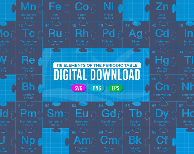 Periodic Table of the Elements SVG PNG DXF Layered by Color Graphic ...