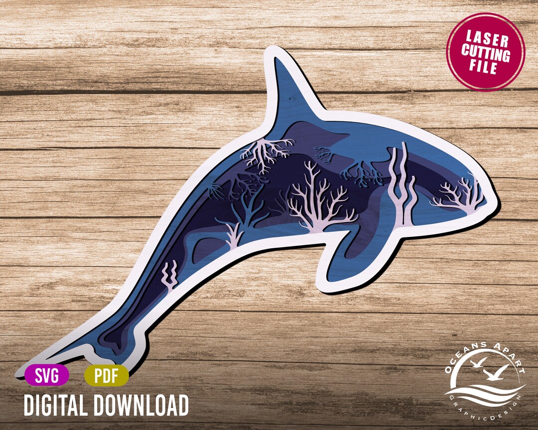 3D Layered Orca Signs, Digital Download, Glowforge Cut File, Wall Art ...