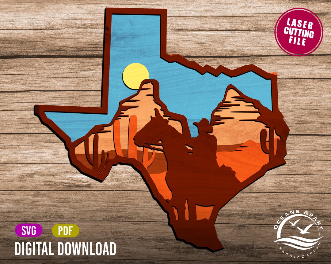 3D Layered Texas Sign, Digital Download, Glowforge Cut File, Laser ...
