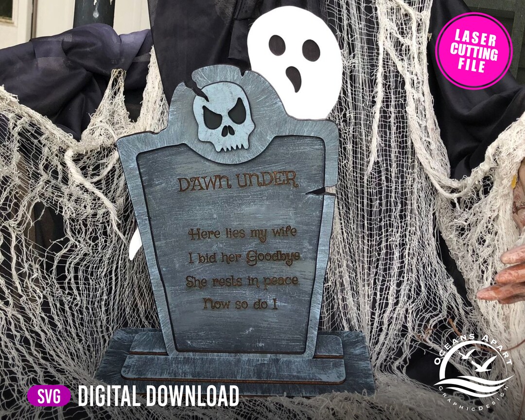 Haunted Headstone Ghost, SVG Laser Cut Files for Glowforge, Multi-layer ...