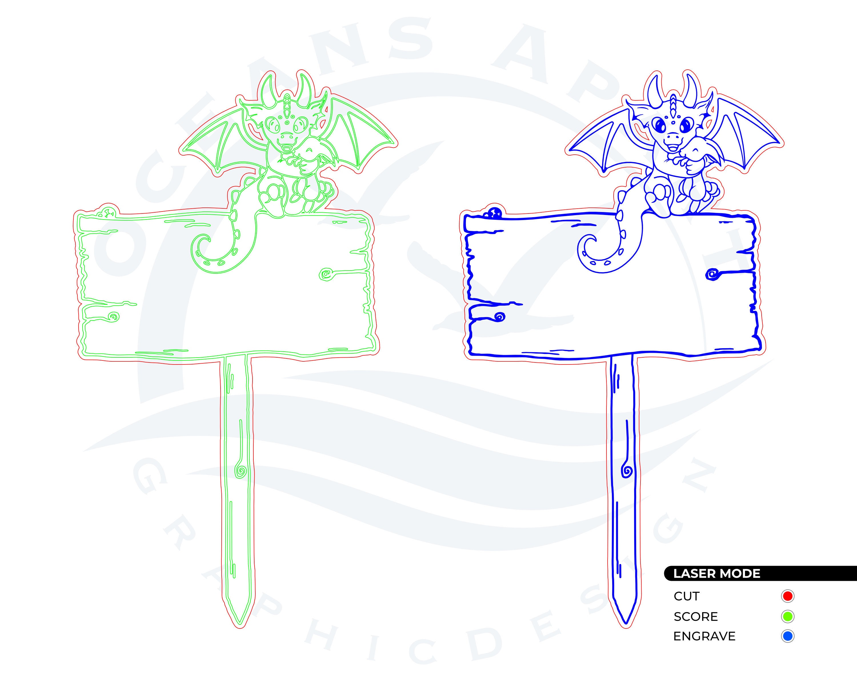 Dragon Garden Stake Bundle Digital Download Glowforge Cut | Etsy