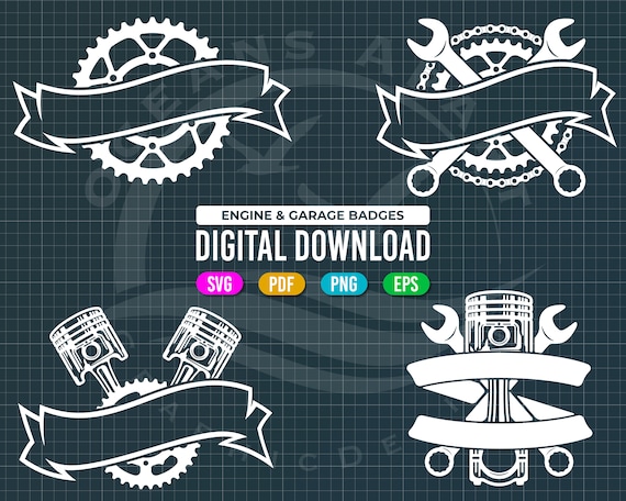 Bundle of 4 Garage Badges Vector SVG Gift for Him Gift for - Etsy