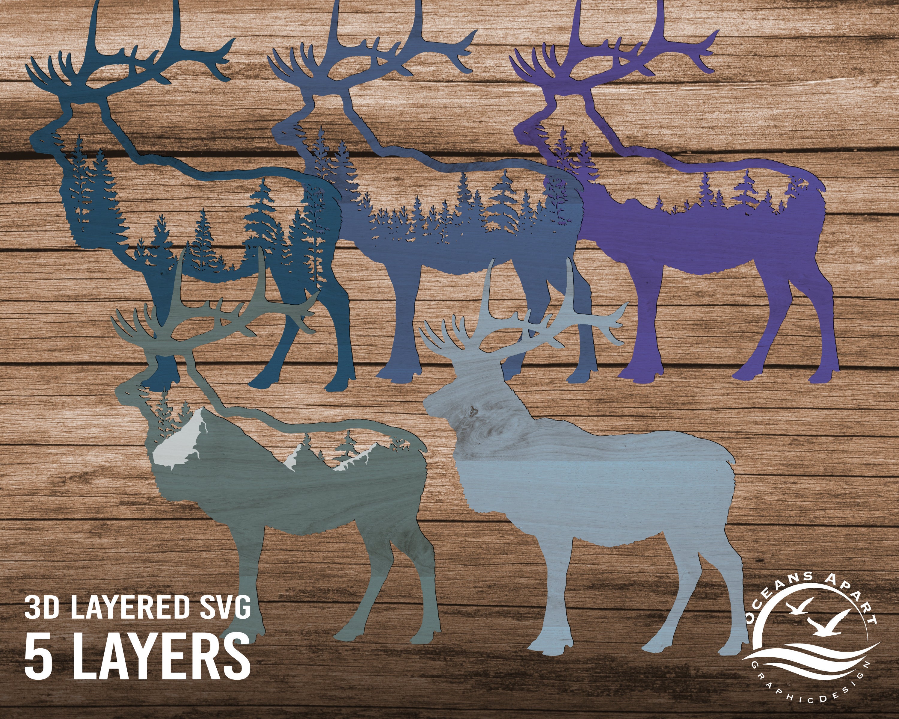 3D Layered Elk Animal Signs, Digital Download, Glowforge Cut File, Wall ...