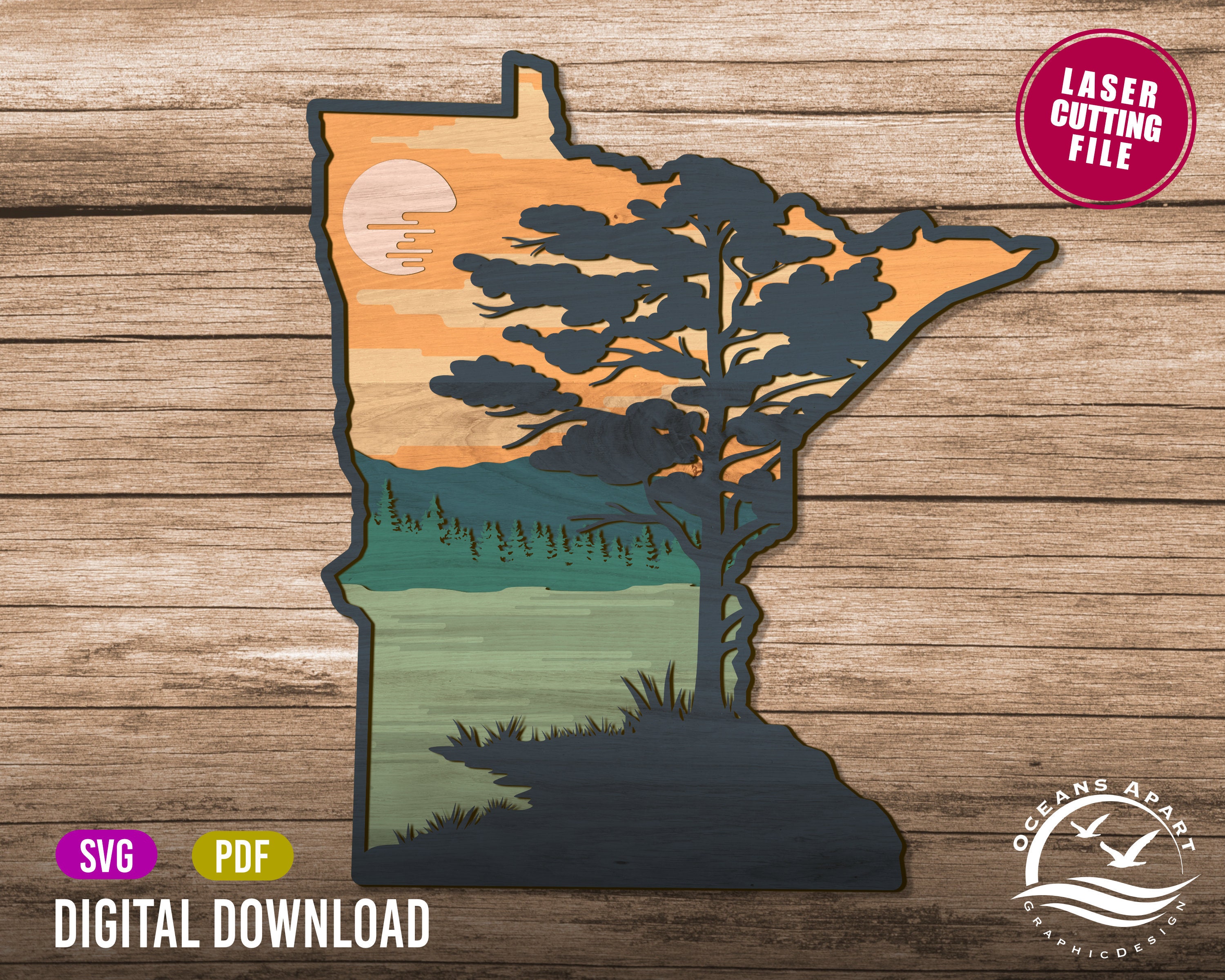 3D Layered Minnesota Sign, Digital Download, Glowforge Cut File, Wall ...
