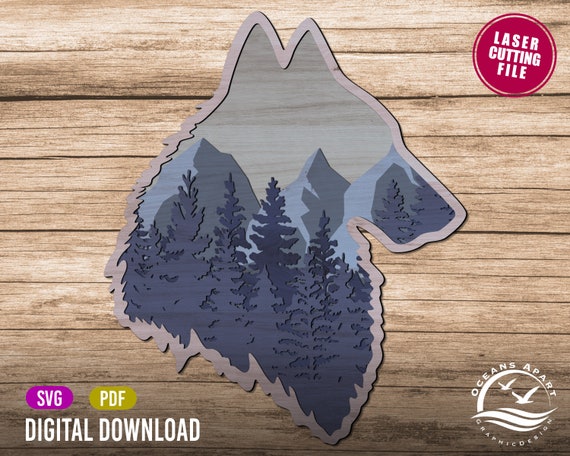 3D Layered Wolf Animal Signs Digital Download Glowforge Cut - Etsy