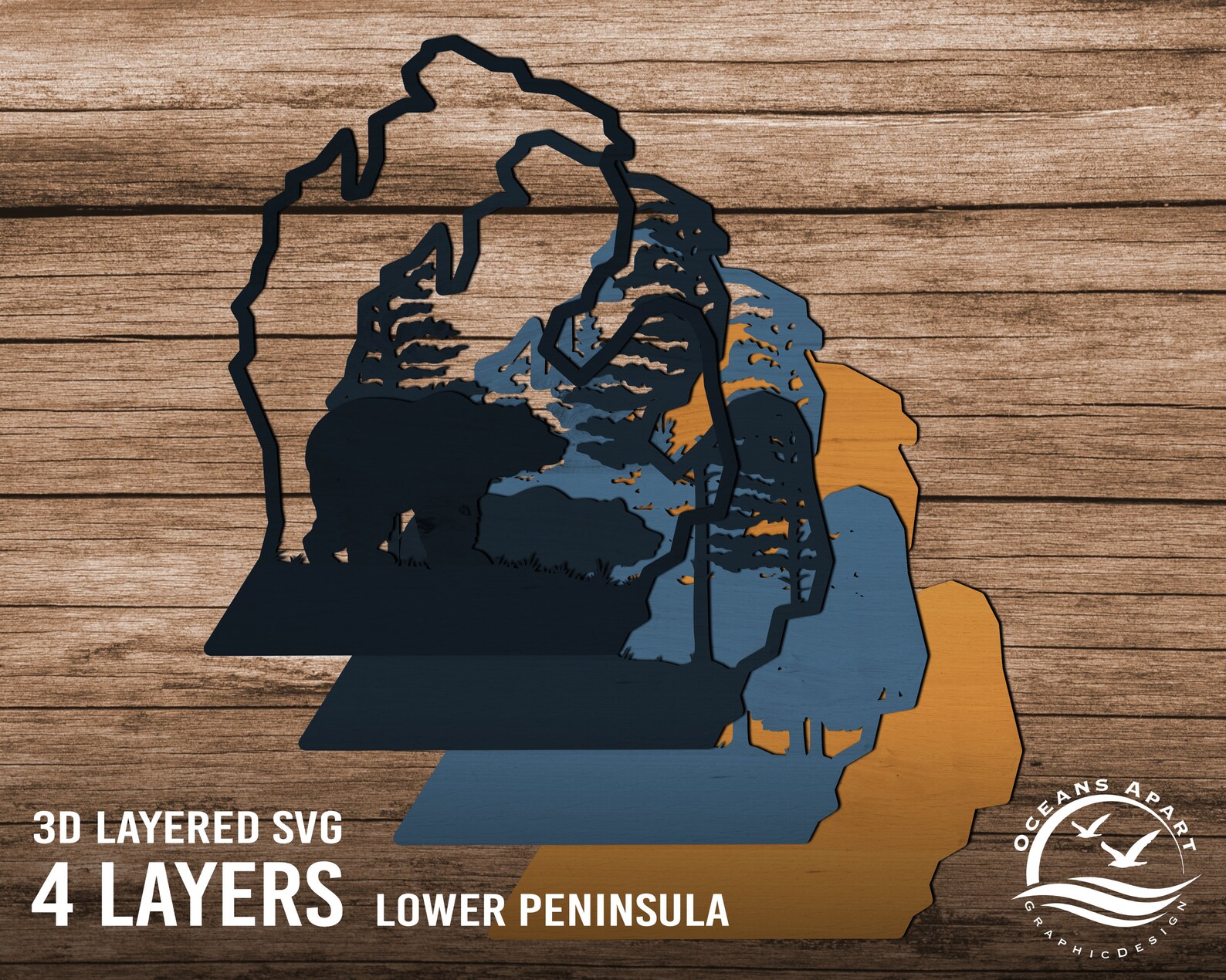 3D Layered Michigan State Digital Download Glowforge Cut - Etsy